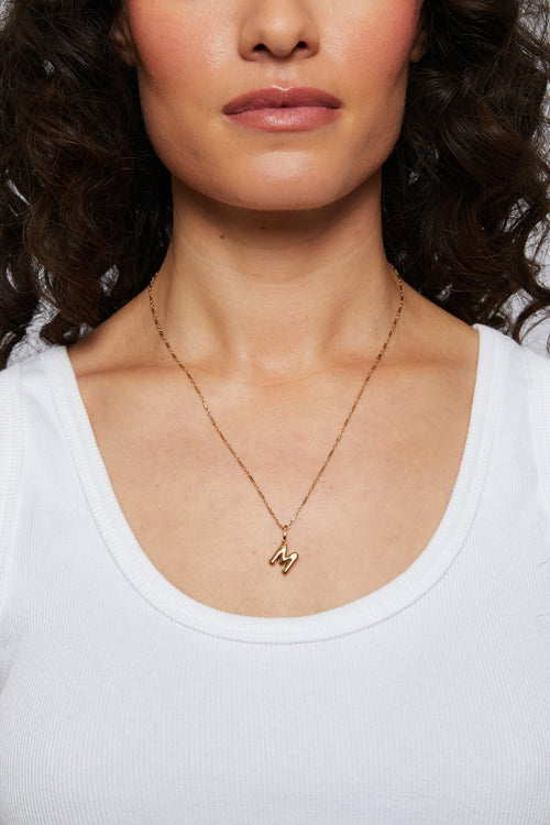 Puffy Initial Necklace Charm