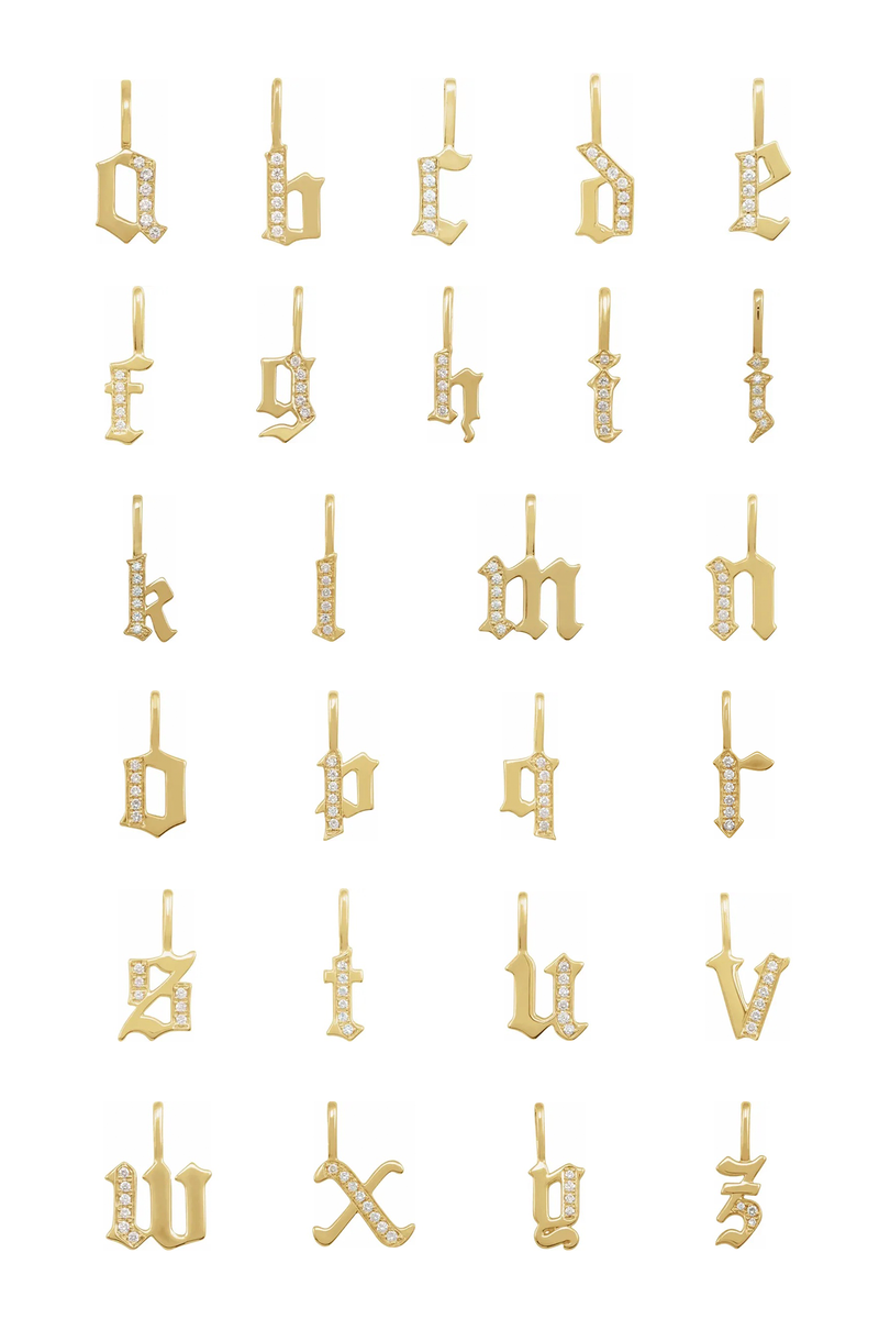Diamond Gothic Letter Charm - Miranda Frye